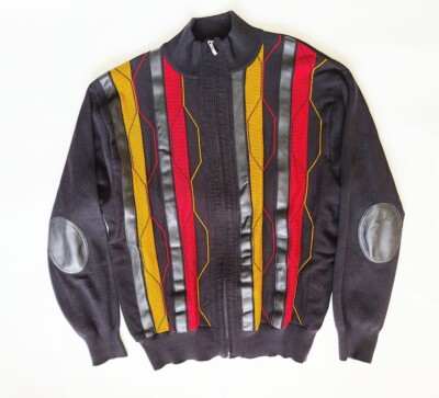 Inserch Men's Knitted Front Zip-Up Sweater Cardigan Striped Faux ...