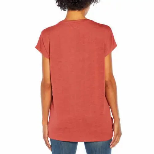 Orvis V-Neck Tunic Top Women's Small Mineral Red Lightweight Side Slits ...