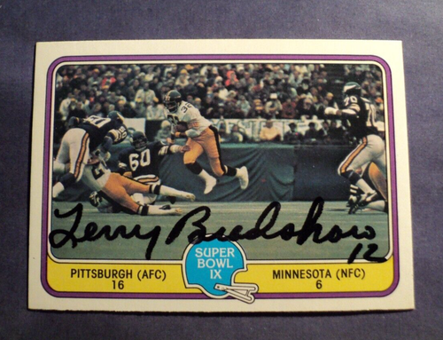 1981 Fleer TA Super Bowl IX Football Card #65 - Steelers Bradshaw Autog ...