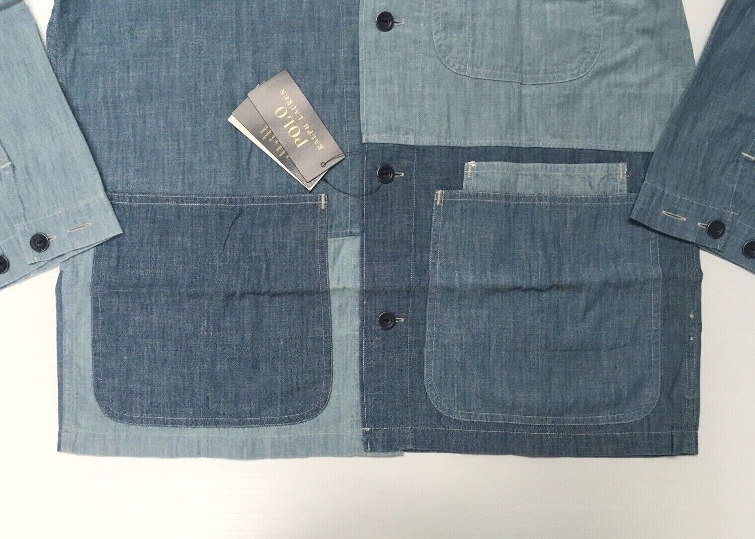Polo Ralph Lauren Indigo Chambray Patchwork Preppy Blazer Shirt Jacket ...