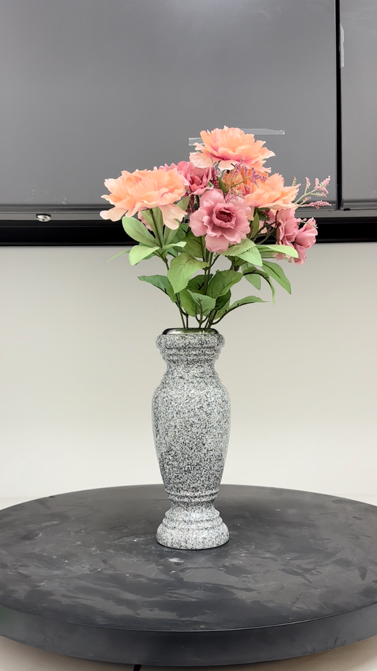 Memorial Cemetery Flower Vase - Real Granite vase with Stainless Steel ...