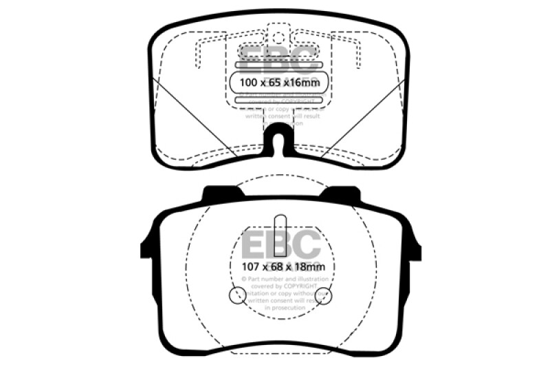 EBC for 90-92 Audi V8 3.6 (UFO Rotors) Redstuff Front Brake Pads ...