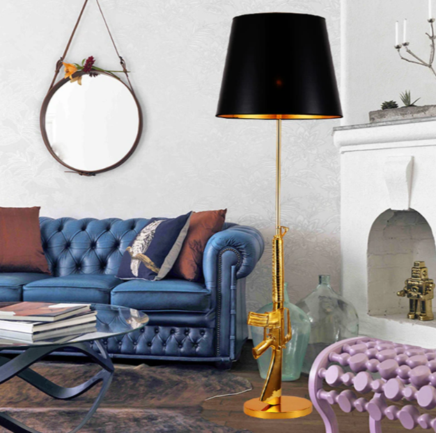 Accent Table Lamp Metal LED Light Modern Home Decor Gun Rifle Floor ...