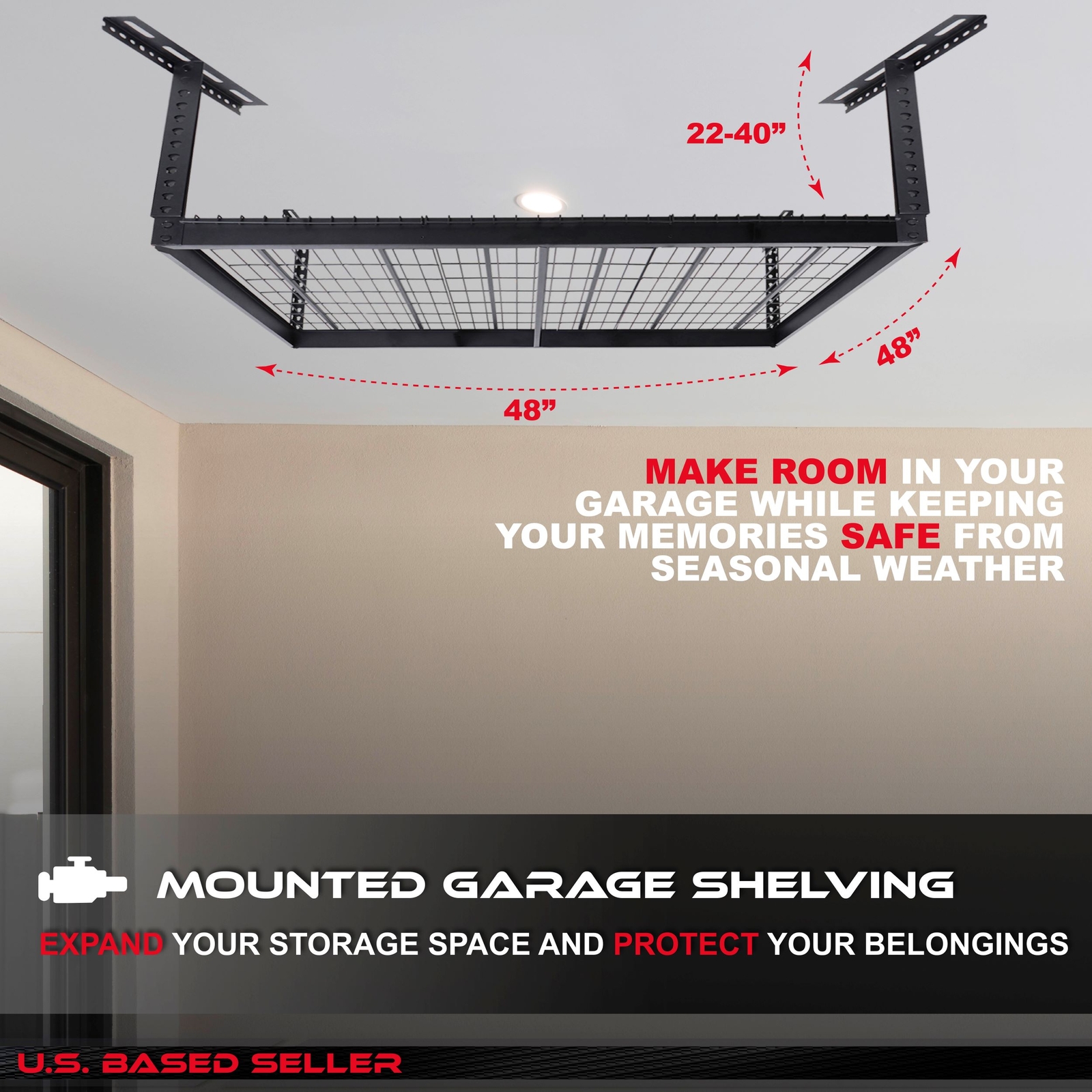 ABN Garage Shelving Ceiling Mounted Storage Racks - 4x4ft Ceiling ...