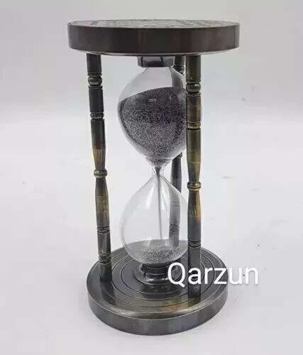 Nautical Brass Sand Timer Chess Maker Maritime Antique Heavy Old Clock ...