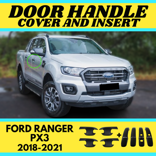 Fit 2018-2021 Ford Ranger PX3 Door Handle AND Insert Cover Matte Black ...