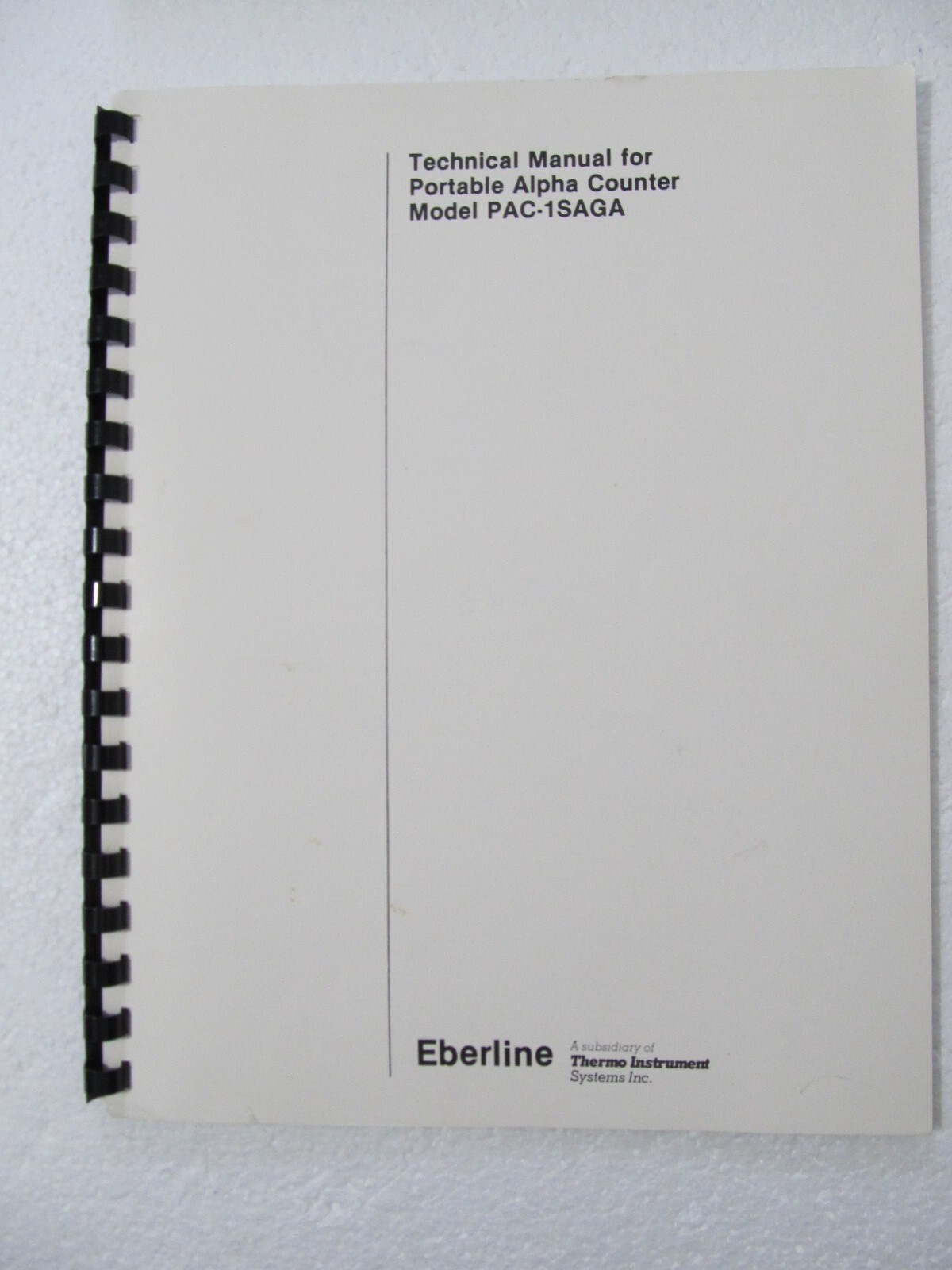 EBERLINE Portable Alpha Counter PAC-1SAGA TECHNICAL MANUAL | eBay