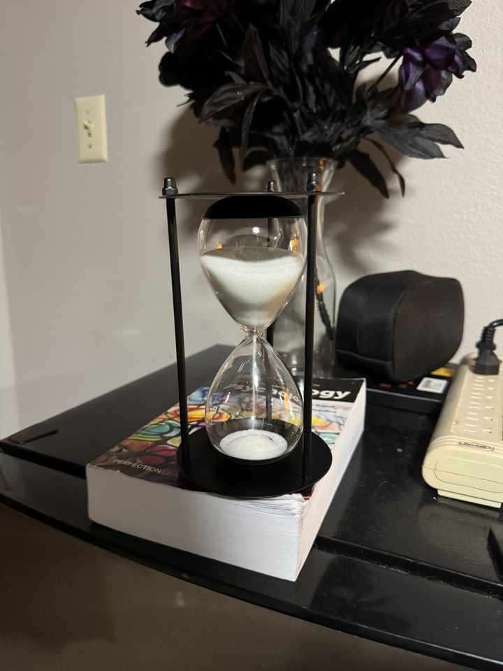 Mainstay 7" Black Metal and Glass Decorative Table Top Hour Glass | eBay