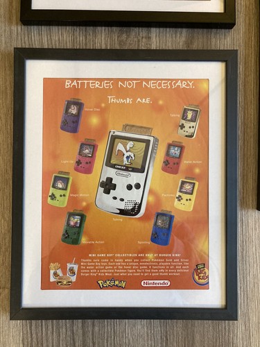 FRAMED Retro 2000 Pokémon Burger King Ad Game Boy Color Video Game Wall ...