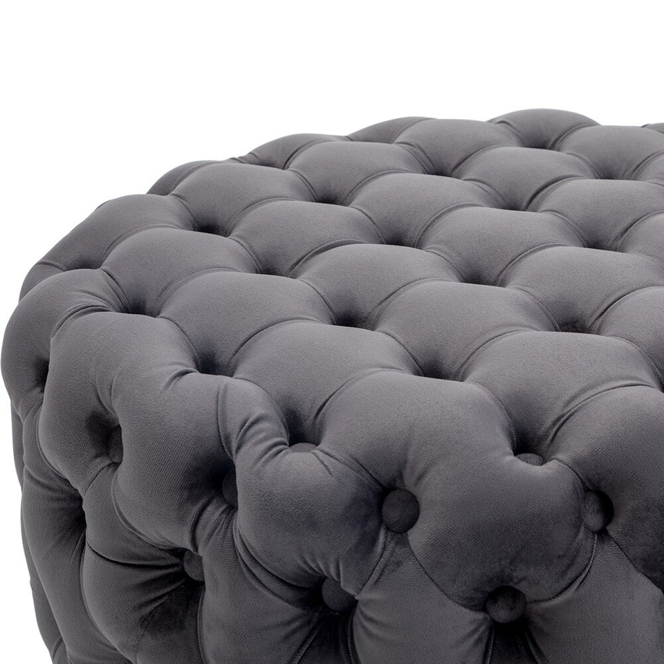 Extra Large Chesterfield Tufted Velvet Square Round Footstool Pouffe ...