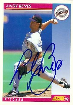 Andy Benes autographed Baseball Card (San Diego Padres) 1992 Score #133 ...