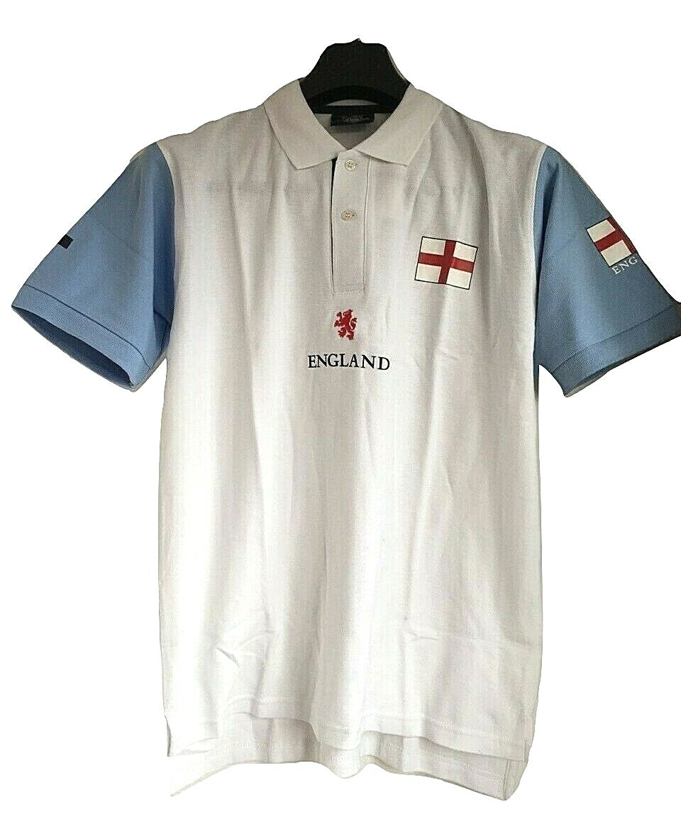 Men's England Lion St George Polo shirt Football S M L XL Red White ...