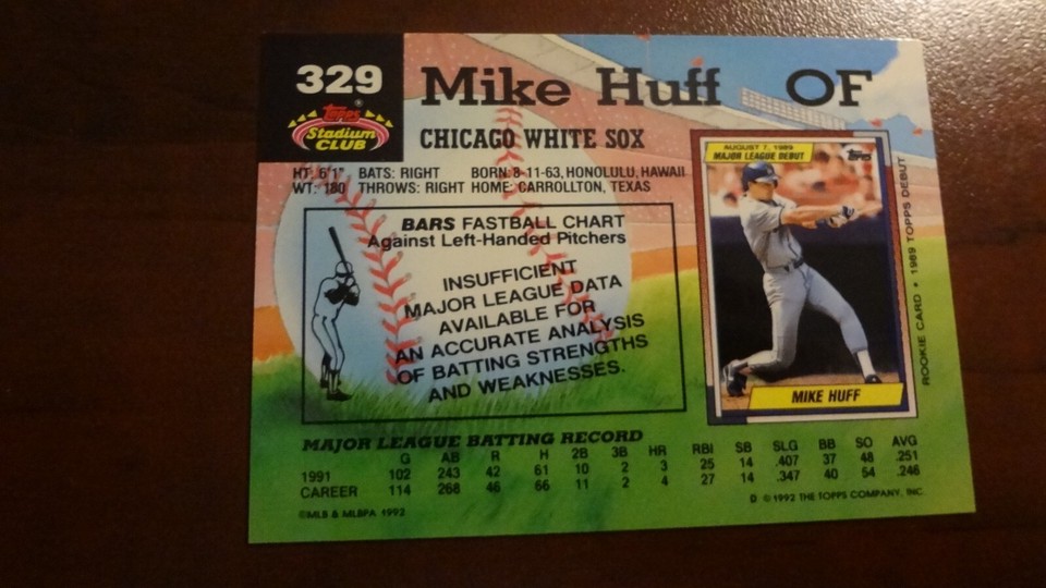 1992 TOPPS STADIUM CLUB # 329 MIKE HUFF BASEBALL CARD | eBay