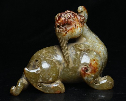 3.1''Naturel Hetian Jade Sculpture PiXiu Guardian Beast Brave Amulet ...