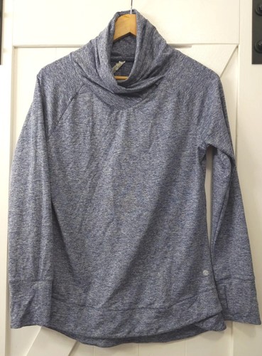 Apana Women Blue Cowl Neck Long Sleeve Top w/ Thumb Holes Medium ...