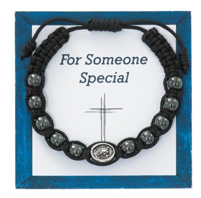 Rhinestone St. Michael Corded Bracelet Comes Carded | eBay