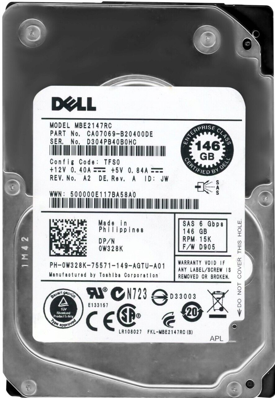 Dell MBE2147RC 146GB Internal 15000RPM 2.5" (W328K) HDD for sale online ...