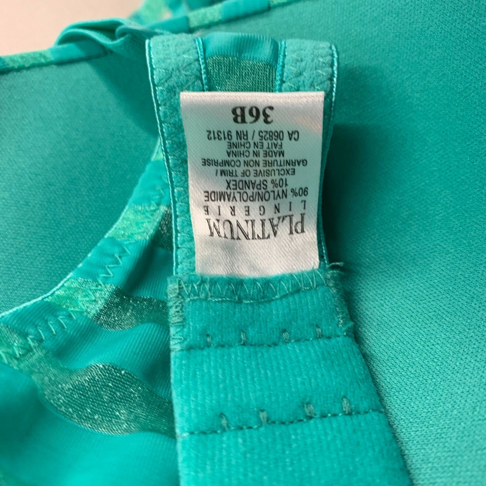 Platinum Lingerie Women's Green Teal T-Shirt Bra Size 36B Spandex | eBay