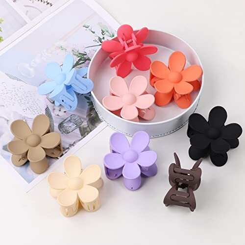 9 Pack Flower Claw Clips Big Hair Claw Clips for Women Cute Large ...