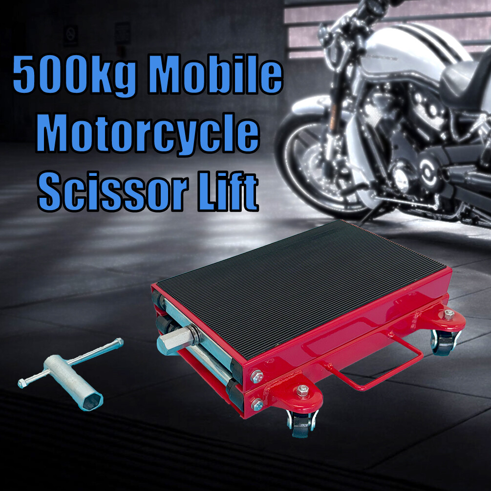 500kg Mobile Motorcycle Motorbike Scissors Lift Jack Stand Trolley on ...