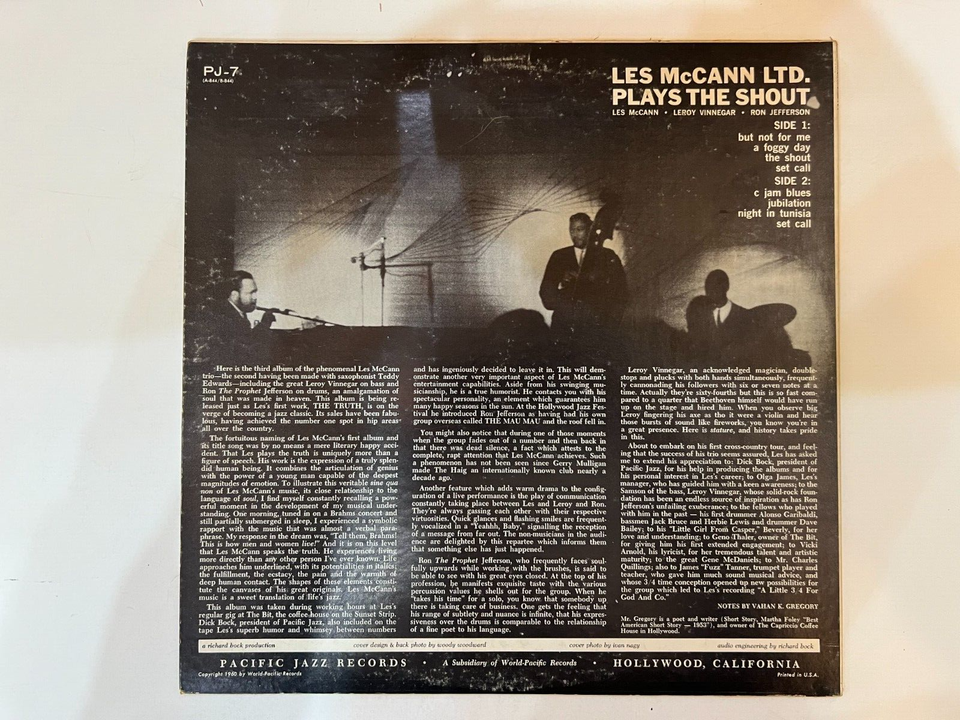 Les McCann Ltd. – Les McCann Ltd. Plays The Shout LP- Pacific Jazz – PJ ...
