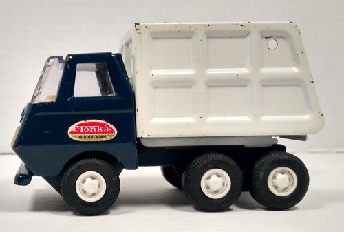 Vintage Tonka Mini Garbage Dump Truck Toy Dark Blue/ White Pressed ...