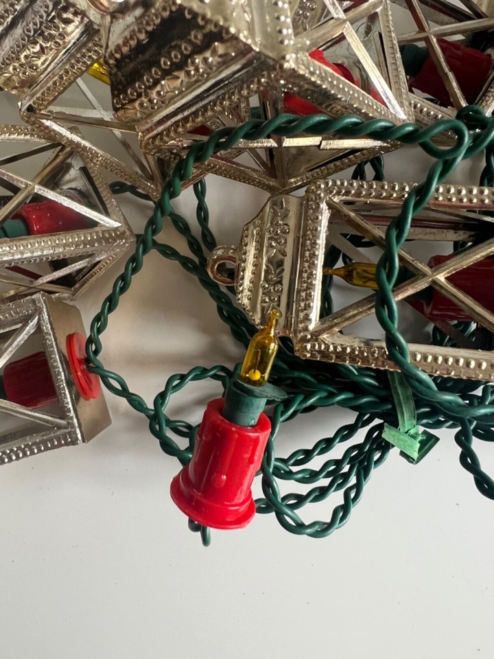 vintage christmas red lantern light string sets red gold | eBay