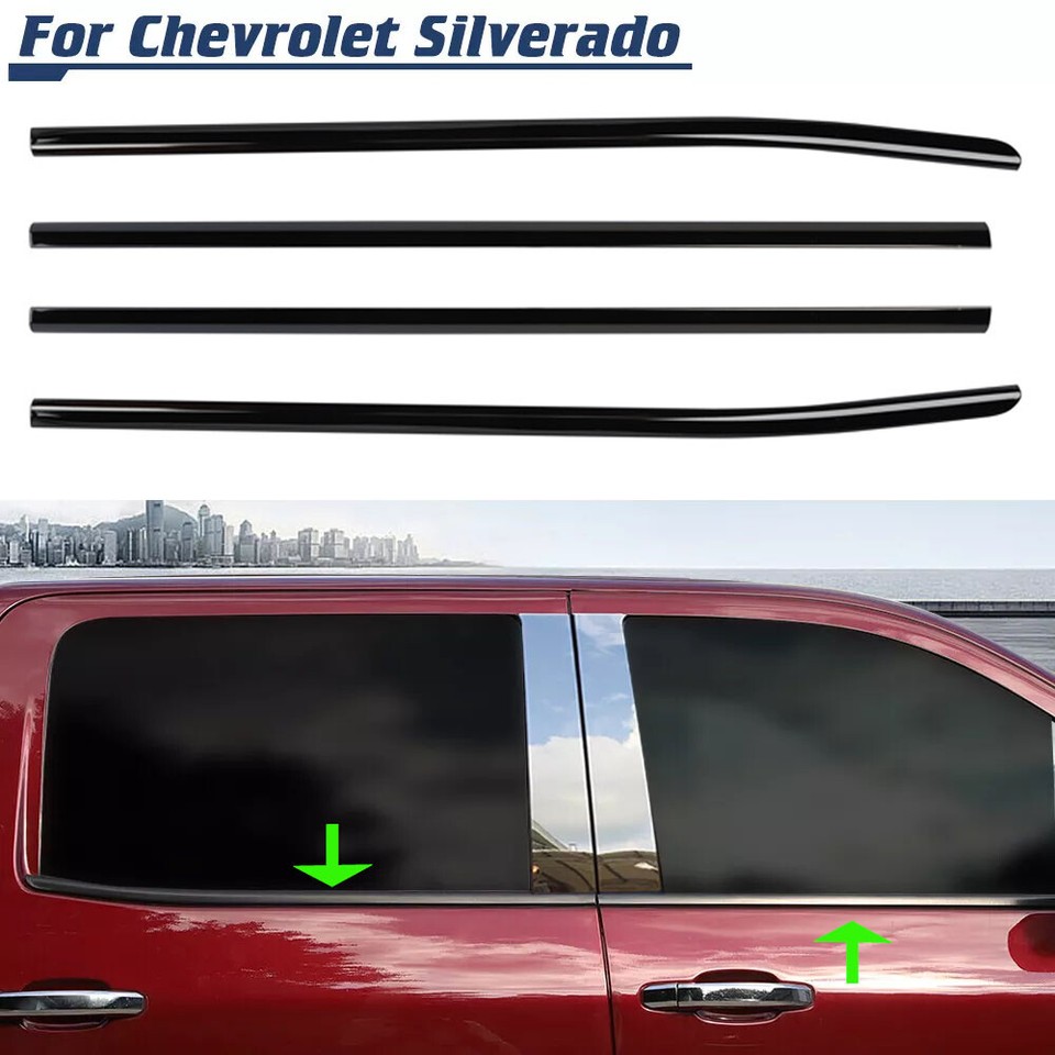 WINDOW SILL TRIM MOLDINGS OVERLAY STRIP COVER KIT FOR CHEVY SILVERADO ...