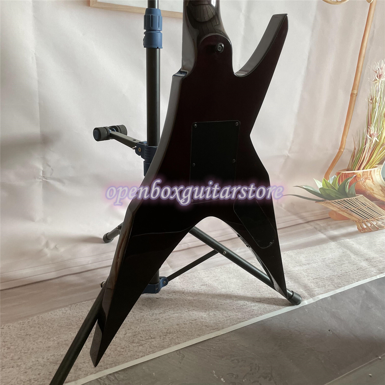 7 String Red Flame Maple Top Left Handed Electric Guitar Solid Body FR ...