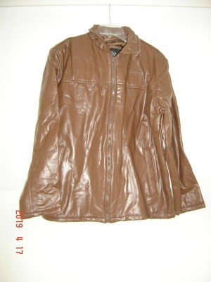 EXECUTIVE DIVISION Brown Patchwork 100% Genuine Leather Coat Size Large ...