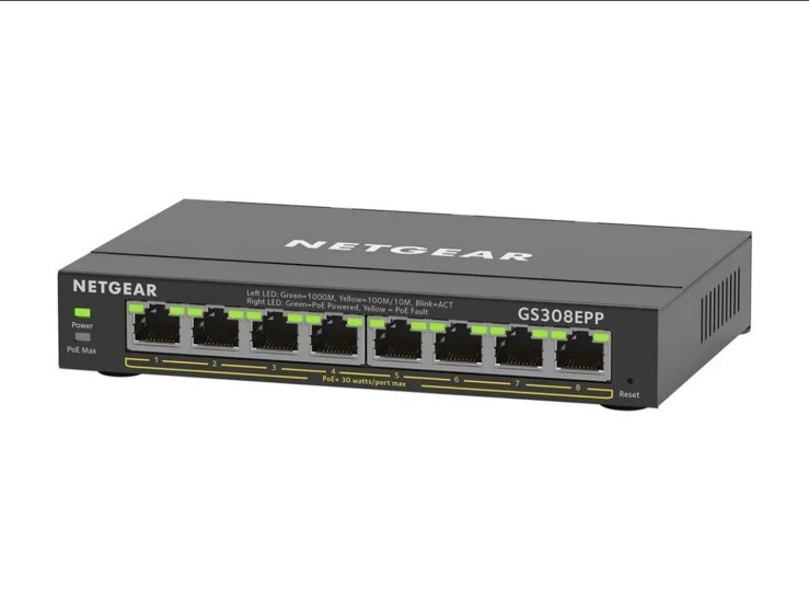 NETGEAR GS308EPP 8 Port Rack Mountable Ethernet Switch - GS308EPP ...