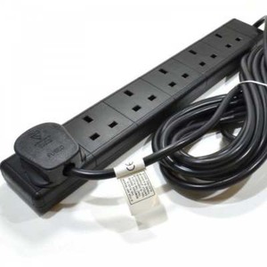 6 Gang Extension Leads in 1M, 2M, 3M, 5M & 10M In Black Mains Cable | eBay