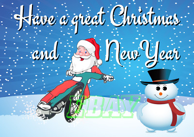 Speedway Santa & Snowman Christmas Card with envelope #02 | eBay UK