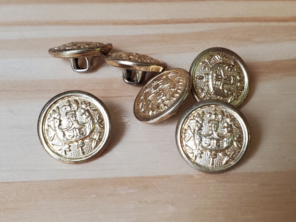 Lot of 6 Vintage Metal Gold Tone JTE Crest w/ Axe BUTTONS Boy Scouts ...