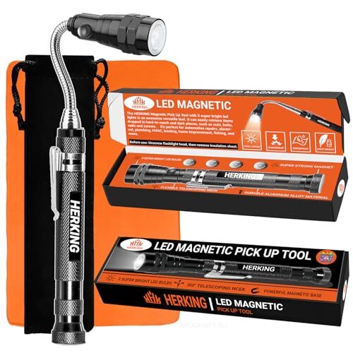 Magnetic Pickup Tool with LED Light, Telescoping Magnet Magnetic ...