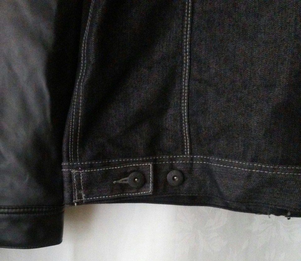 Mo7 Men’s Black Denim Jacket/ Faux Leather Sleeves Zip up Hip Hop size ...