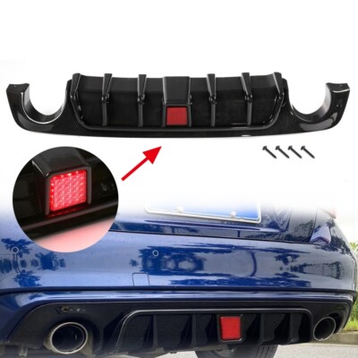 CARBON FIBER STYLE REAR BUMPER DIFFUSER W/ LED BRAKE FOR INFINITI Q50 ...