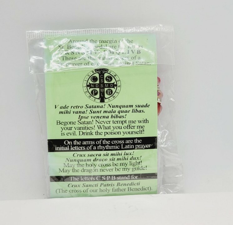 Saint St Benedict Medal Silver Rosary Beaded Bracelet Stretch VRSNSMV ...