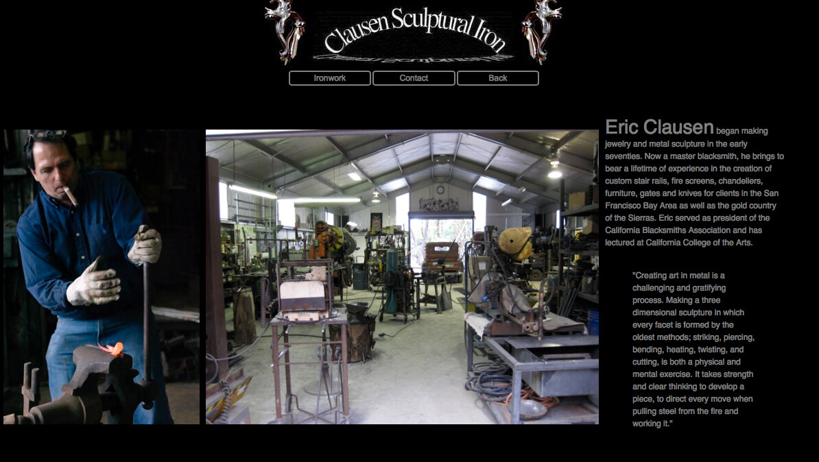 Eric Clausen Sculptural Iron Custom Hand Made 6" Damascus Knife with ...