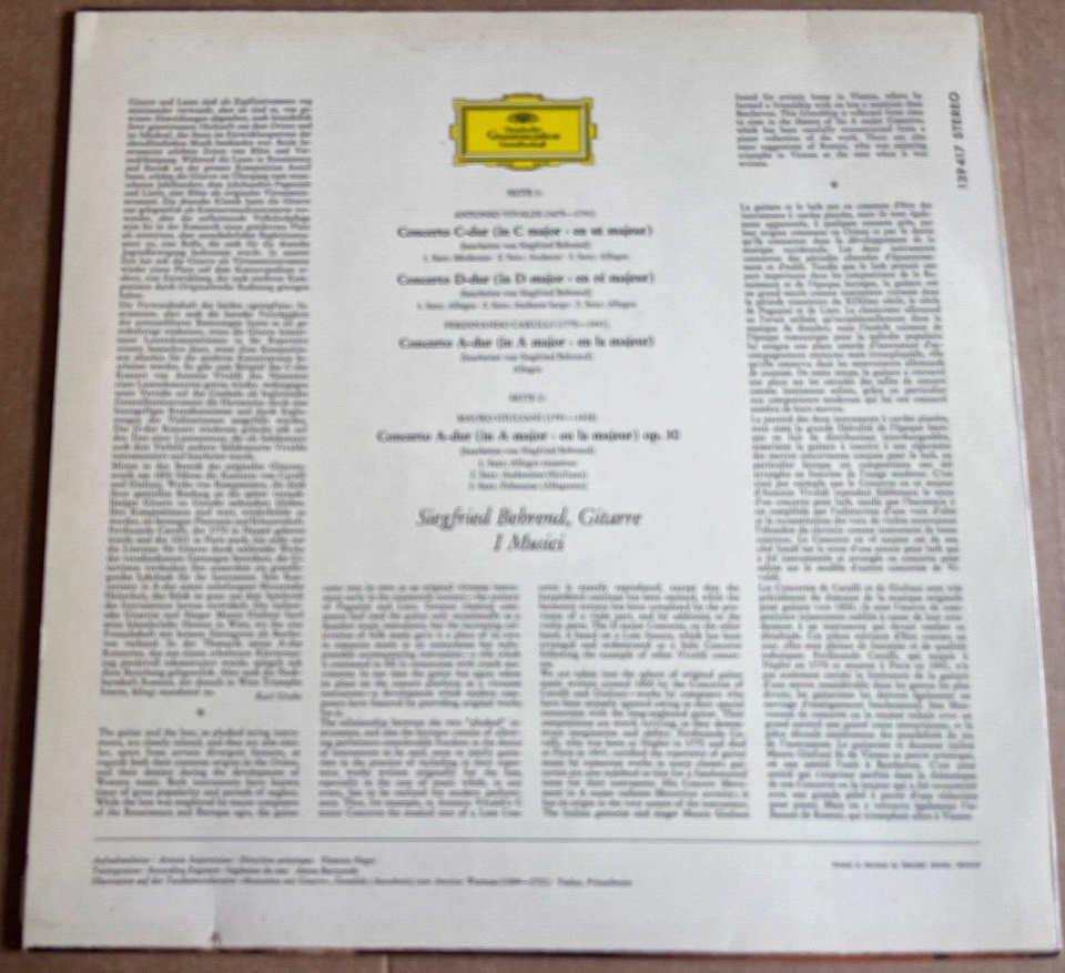 139 417 Vivaldi Carulli Giuliani Siegfried Behrend I Musici | eBay