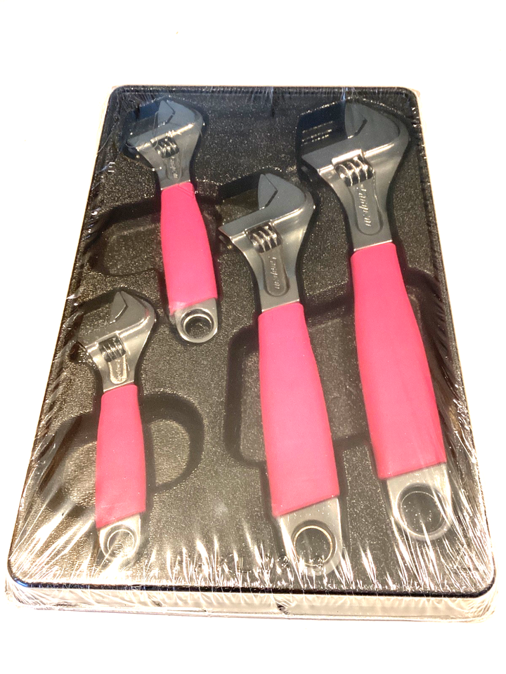 Snap On FADH704CEP 4 Piece Flank Drive Plus PINK Adjustable Wrench Set ...