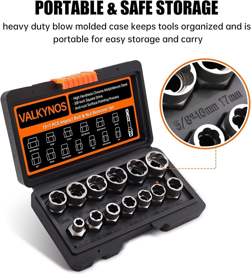 Bolt Extractor Set 14-Piece Stripped Bolt Extractor Socket Set with ...