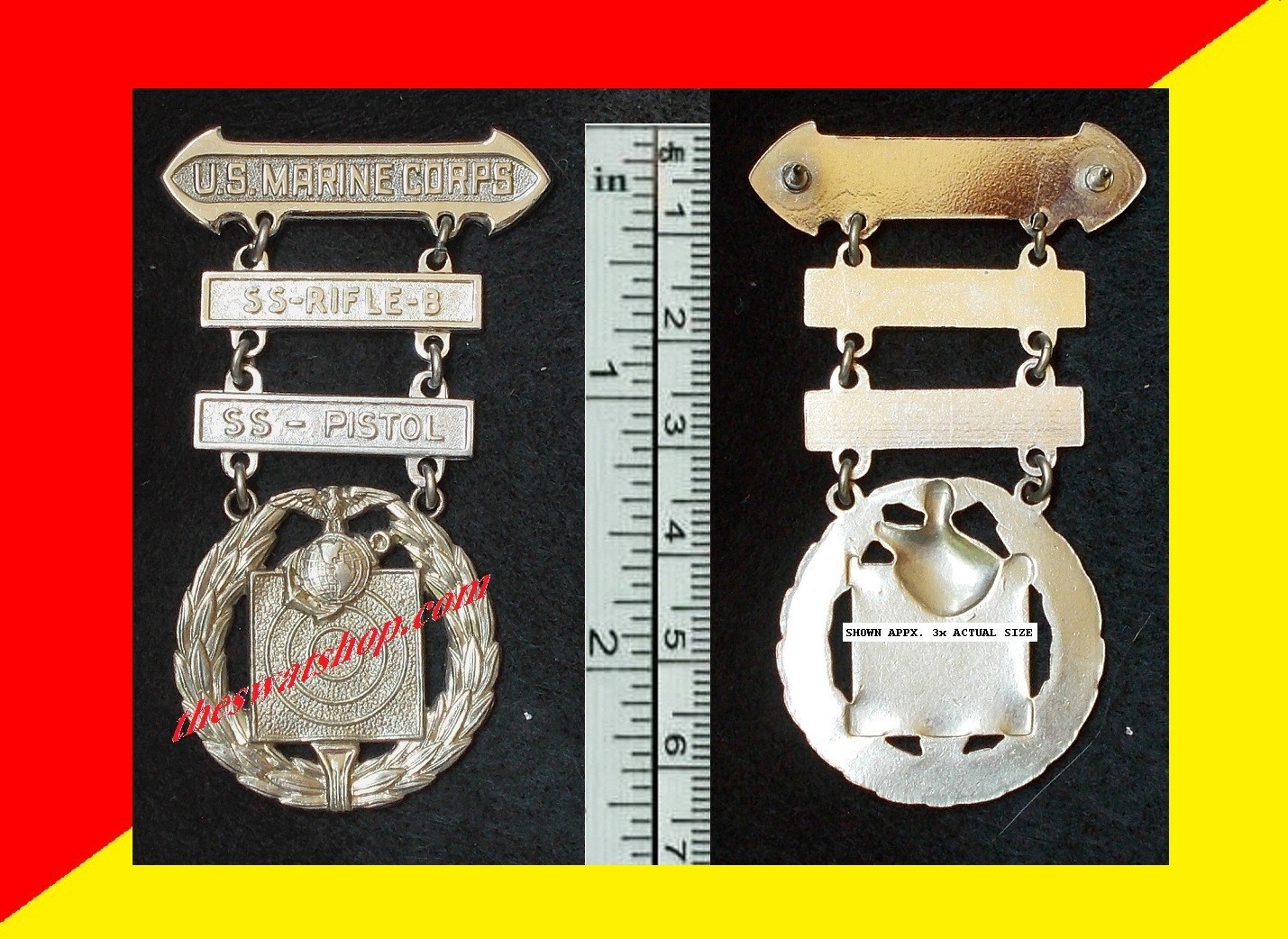 USMC BASIC QUALIFICATION BADGE SS-RIFLE-B & SS - PISTOL Clutch backs ...