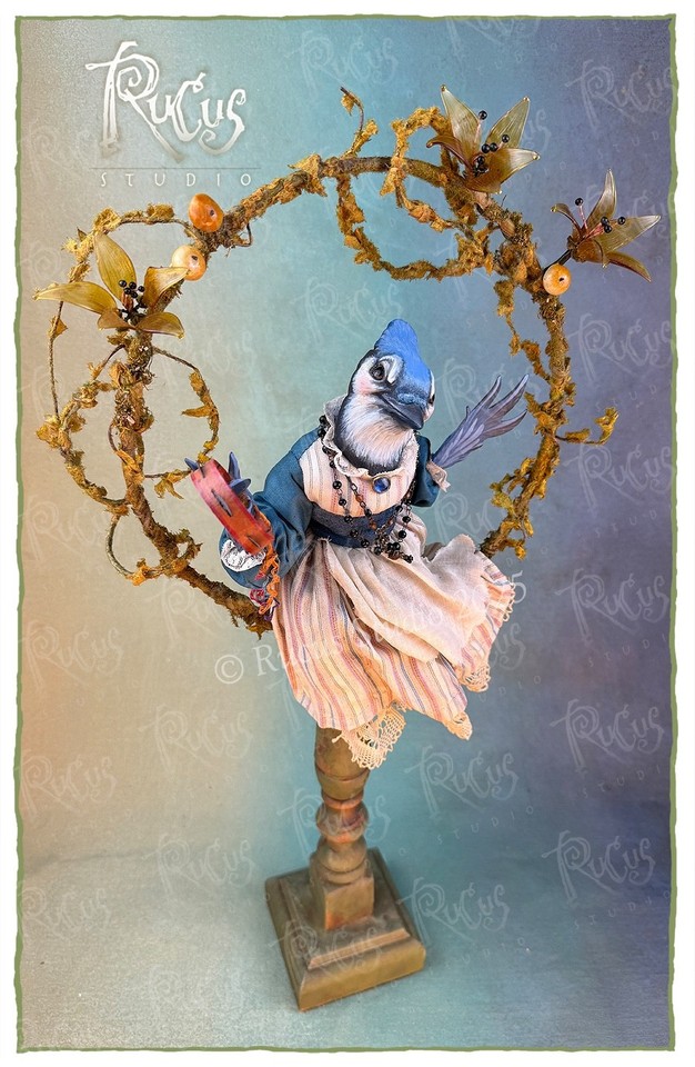 Original Art Gypsy Blue Jay Playing a Tambourine by Scott Smith of ...