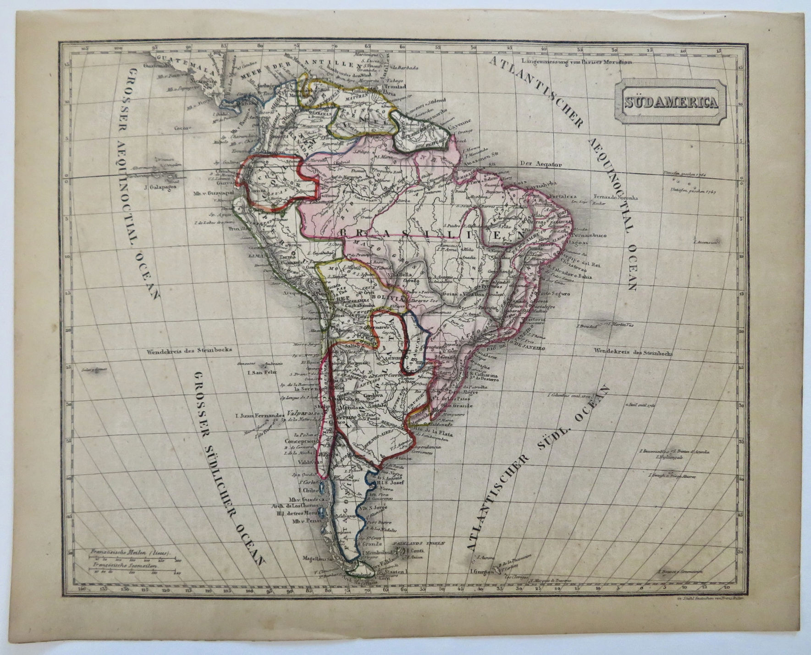 South America Brazil Colombia Peru Chile Argentina 1854 Biller uncommon ...
