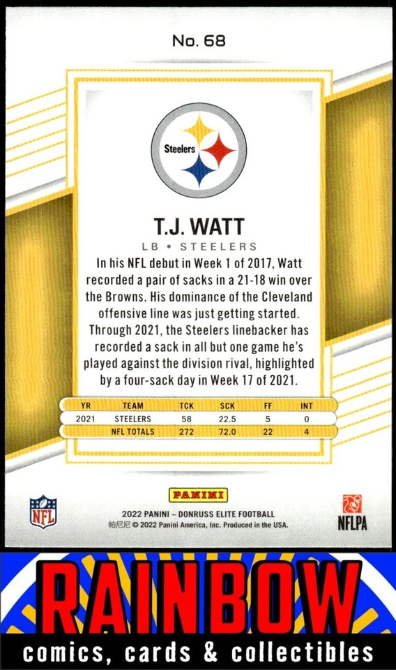 2022 Donruss Elite #68 T.J. Watt | eBay
