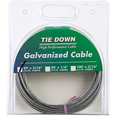 Tie Down 50070 Galvanized Cable (Swagged Loop and Thimble, 3/16 Inch ...