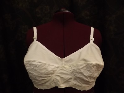 USA Made Vtg '50s NEW Caressable Bra White Cotton Embroidered Pointy ...