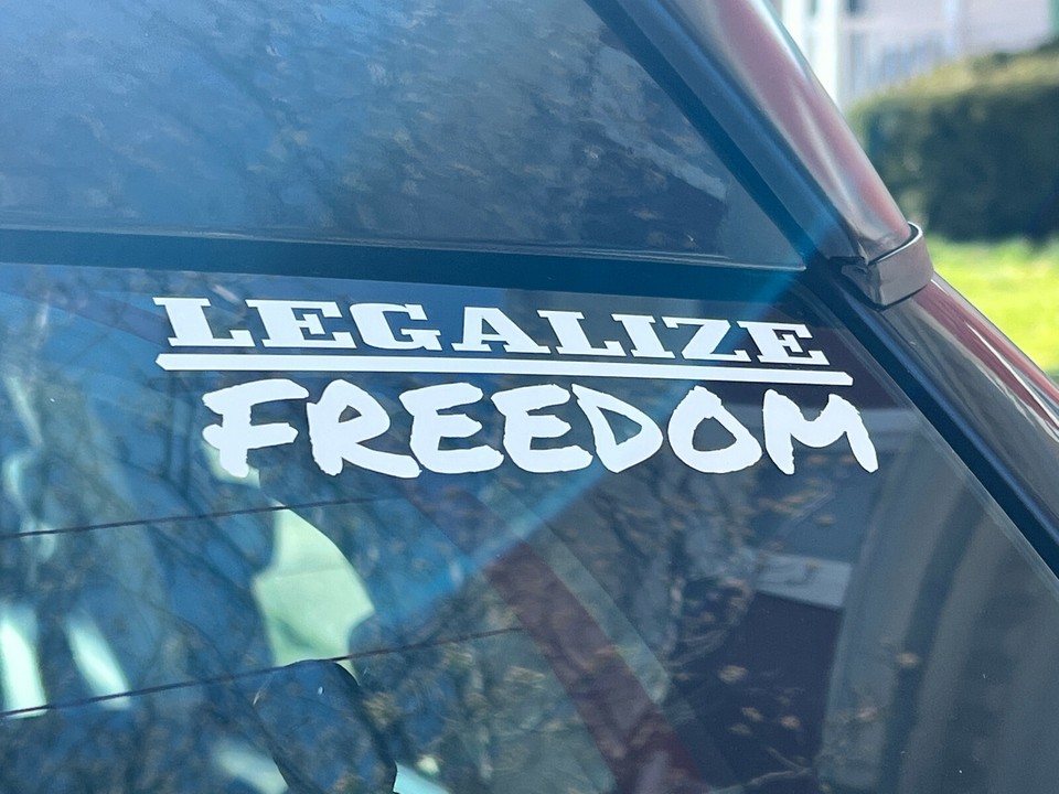 LEGALIZE FREEDOM -WHITE- Vinyl Decal Indoor & Outdoor Sticker. Choose ...