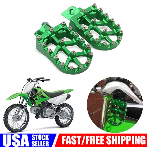Foot Pegs Footpegs CNC for KX65 KX85 KLX140 KX100 KX112 KX80 Green Pit ...
